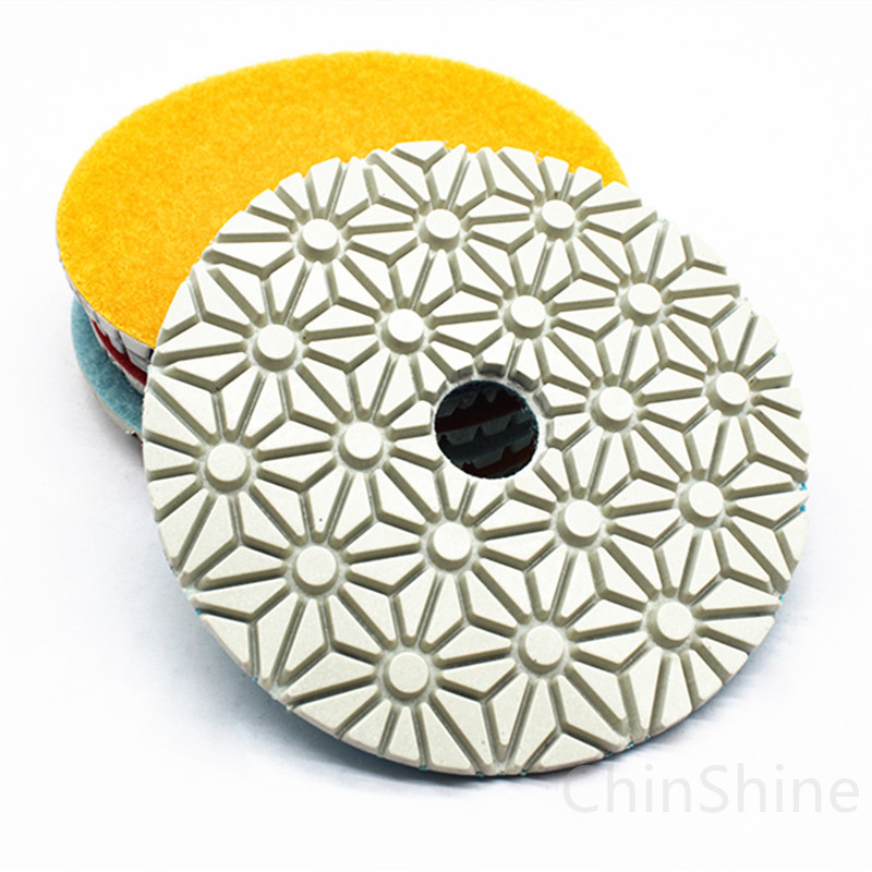 Flower type 3 step diamond wet polishing pads for engineered stone and ...